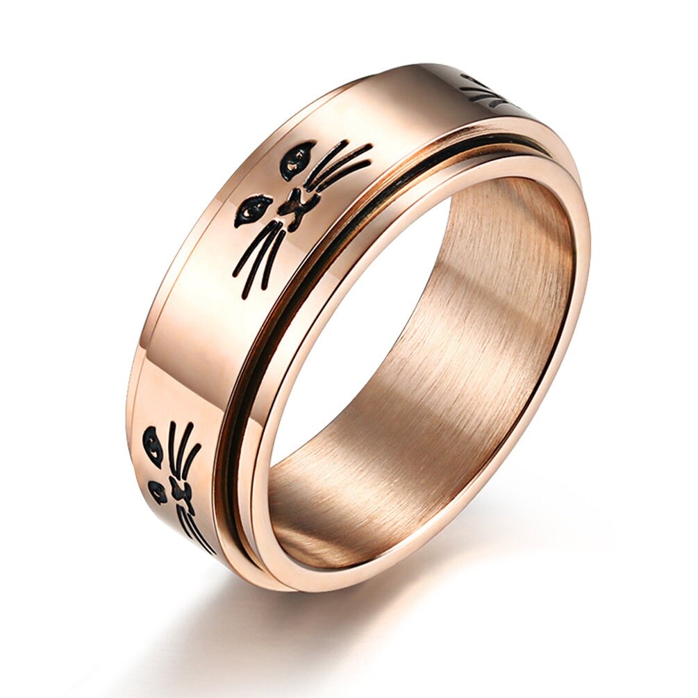 Spinner Cat Ring Cat Face Rings Cute Couple Ring Women Girl | Etsy