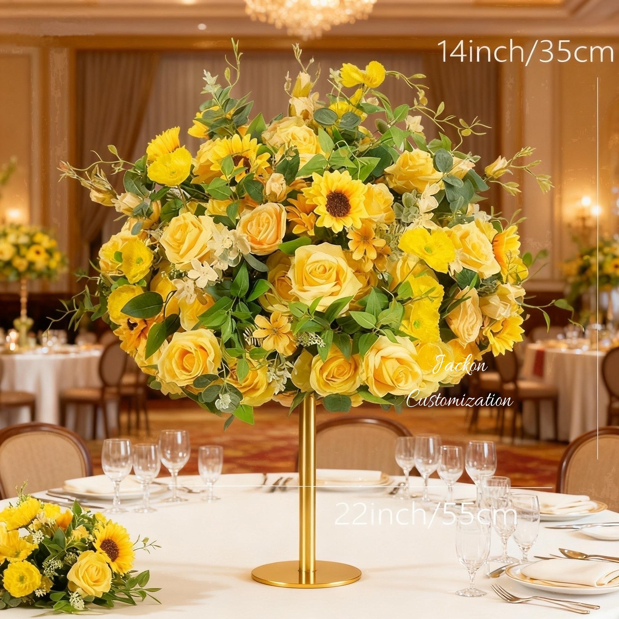 Sunflower & Yellow Rose Flower Ball Centerpiece, Bright Wedding ...