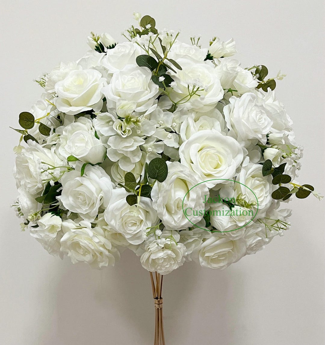 Ivory Wedding Aisle Flower Dining Table Decor Floral Ball Wedding Table ...