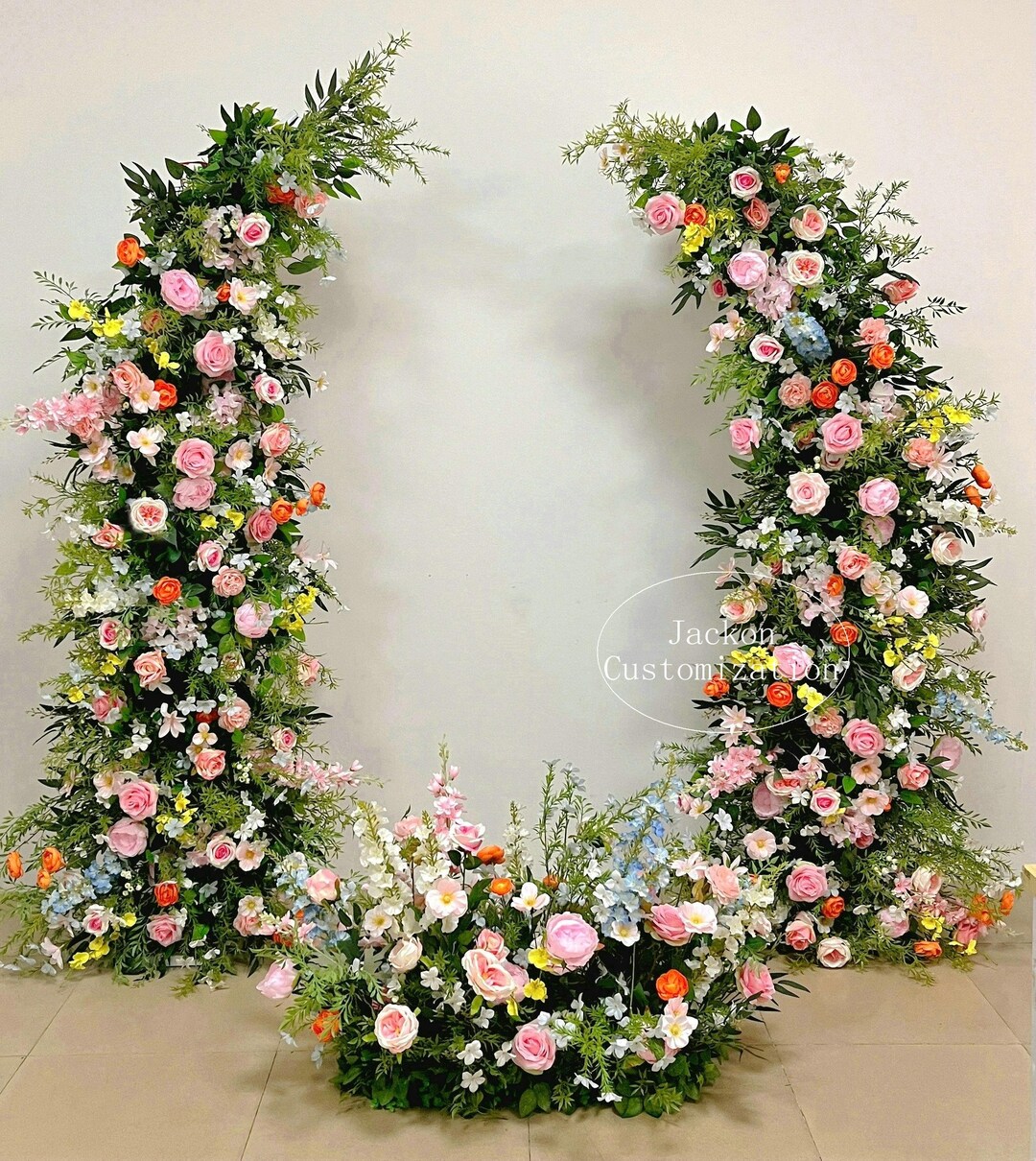 Spring Floral Arch Wedding Arch Flower Artificial Light Pink Flower ...