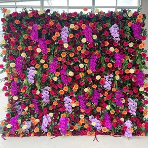 5D Cloth Roll up Flower Wall Fabric Backdrop White Ivory Rose Peony ...