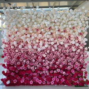 Dusty Pink 5D Cloth Roll up Flower Wall, Artificial Floral Decor, Wedding Party Backdrop ...