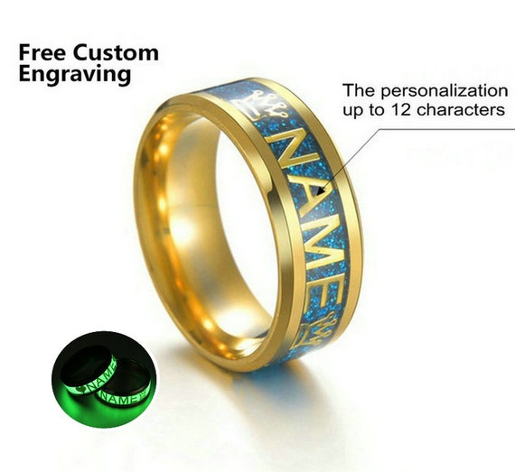 Personalized Titanium Steel Name Letter Patching Ring Multi | Etsy