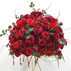Red Wedding Flower Centerpiece, Table Flower Ball, Artificial Flower ...