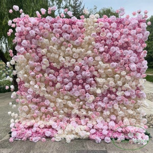 Light Blue Rose 5D Cloth Roll up Flower Wall Fabric Artificial Floral ...