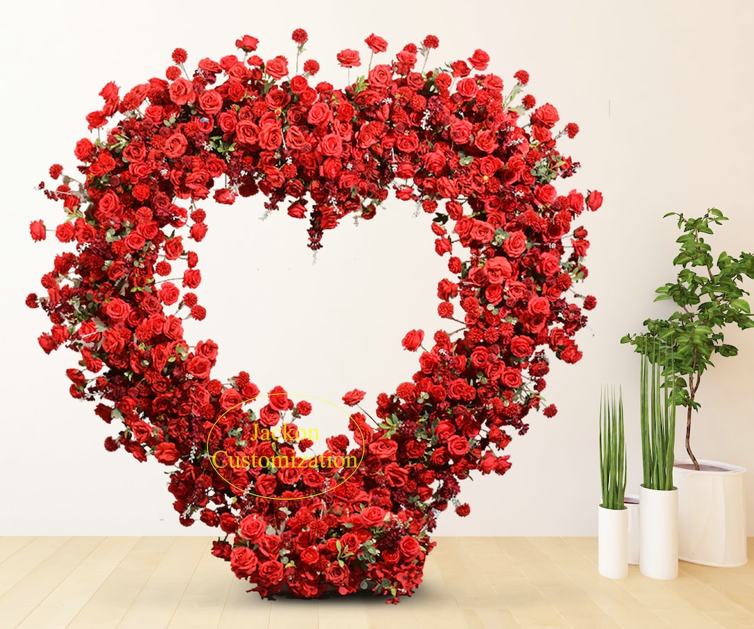 Red Heart-shaped Frame Wedding Backdrop Decor 5D Artificial Archway ...