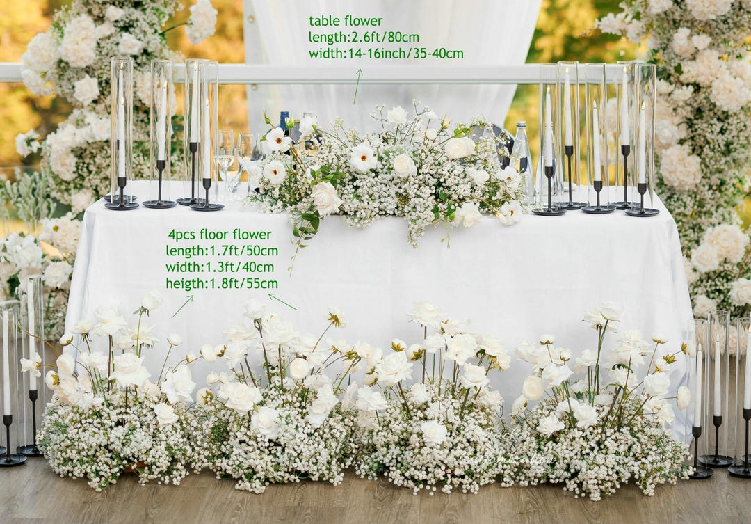 White Babysbreath Table Flower Row Runner Wedding Aisle Runner Floral ...