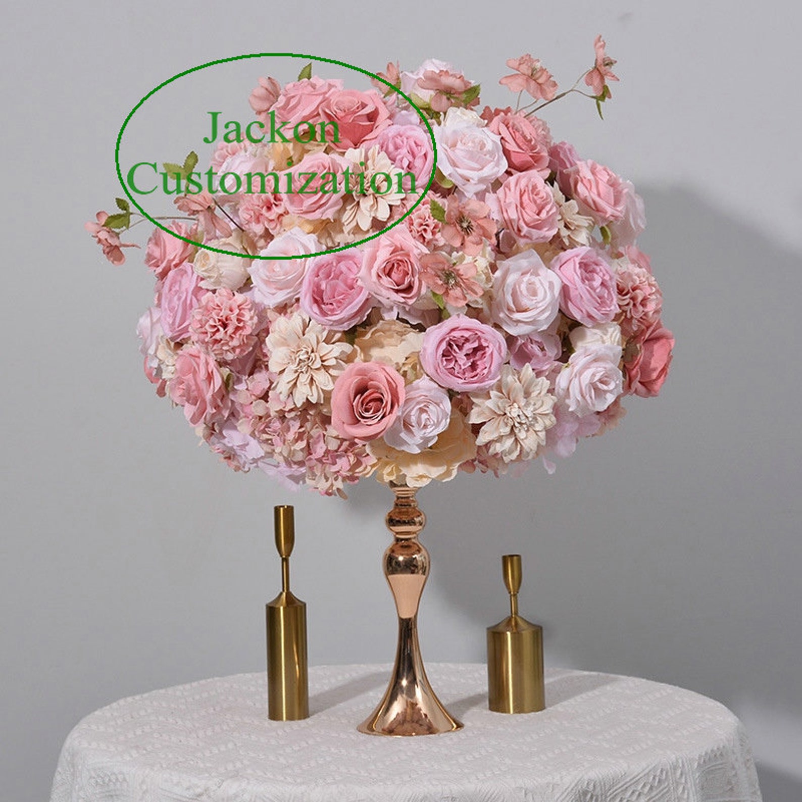 Artificial Dusty Pink Road Lead Flower Ball Table Centerpiece Hand Tied ...