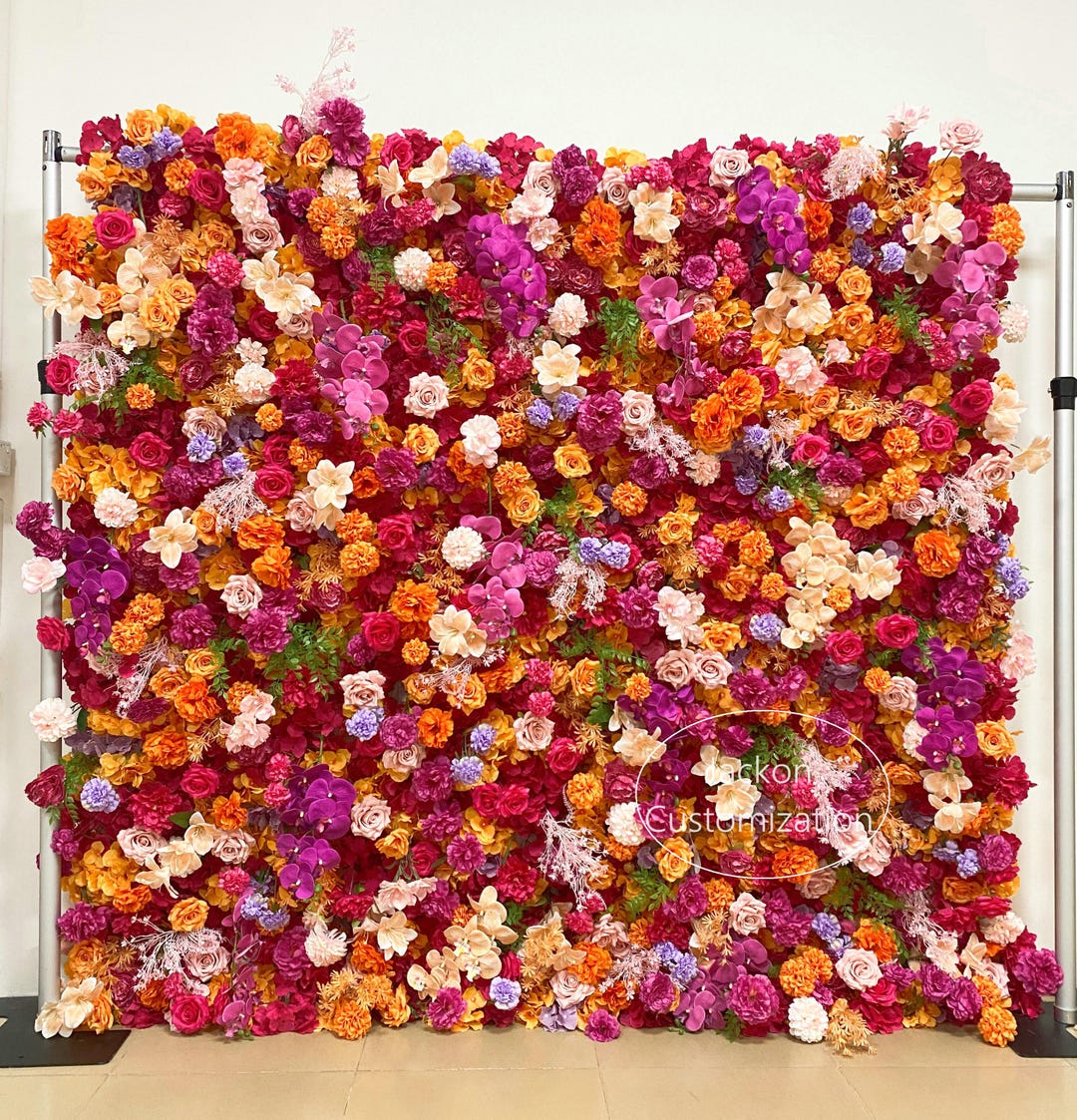 Hot Pink Orange 5D Cloth Roll up Flower Wall Fabric Artificial Silk ...
