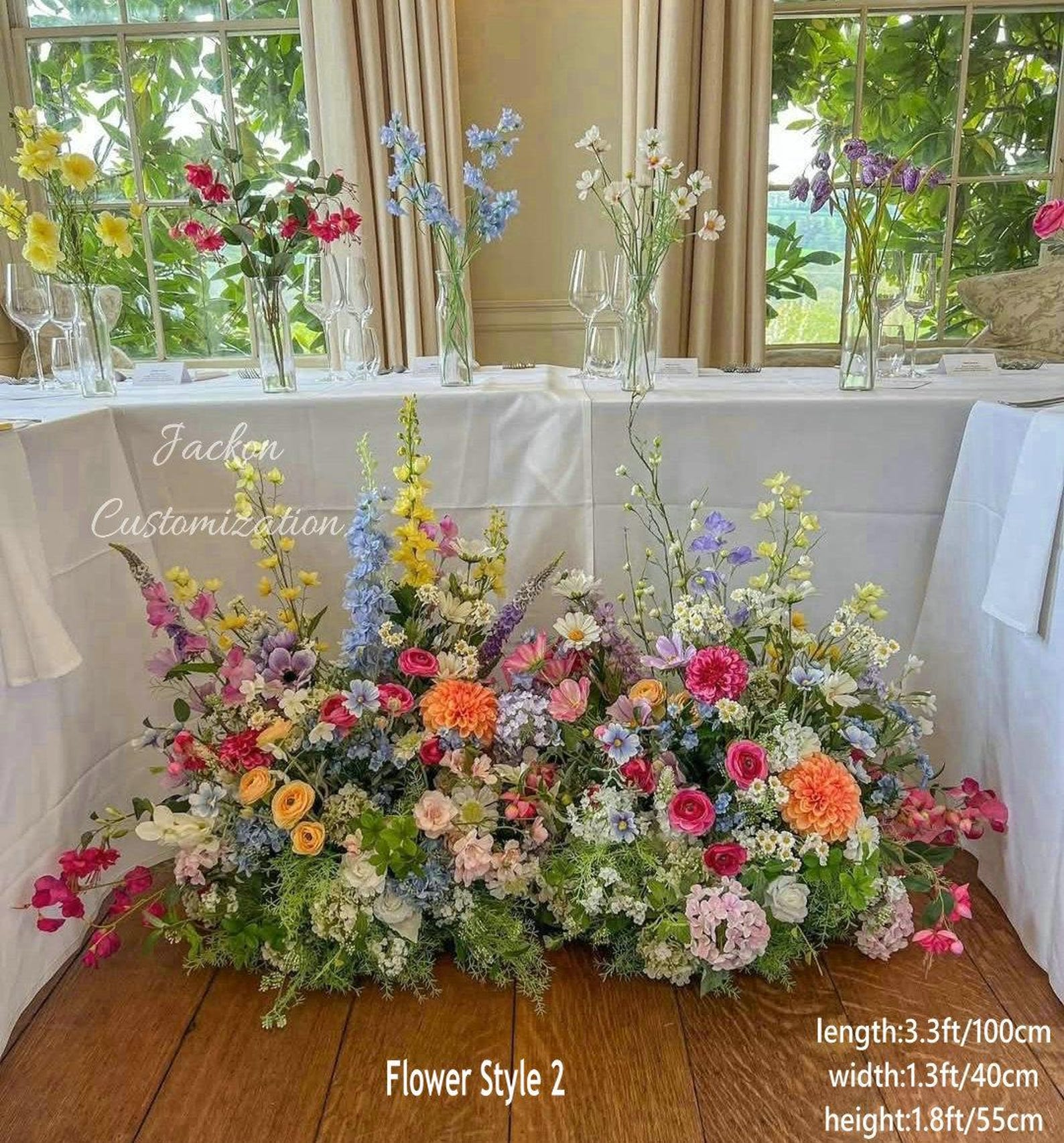 White Wedding Aisle Runner, Artificial Rose Hydrangea Floor Flower ...