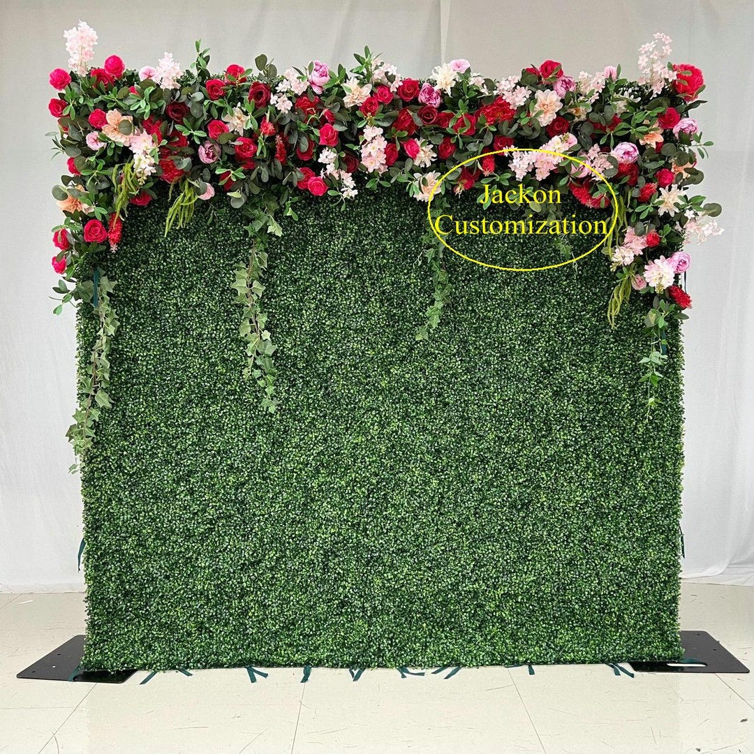 Hot Pink Flower Arrangement Turf Cloth Roll up Flower Wall Fabric ...
