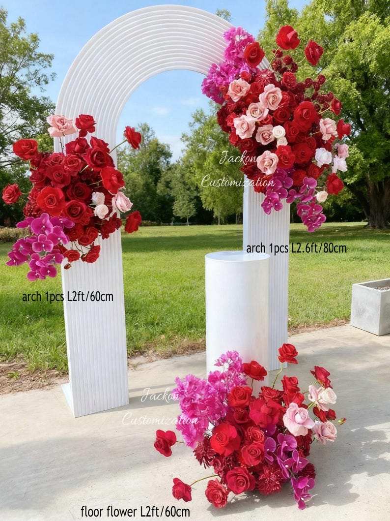 Burnt Orange Hot Pink Wedding Flowers Backdrop, Bridal Shower Flower ...
