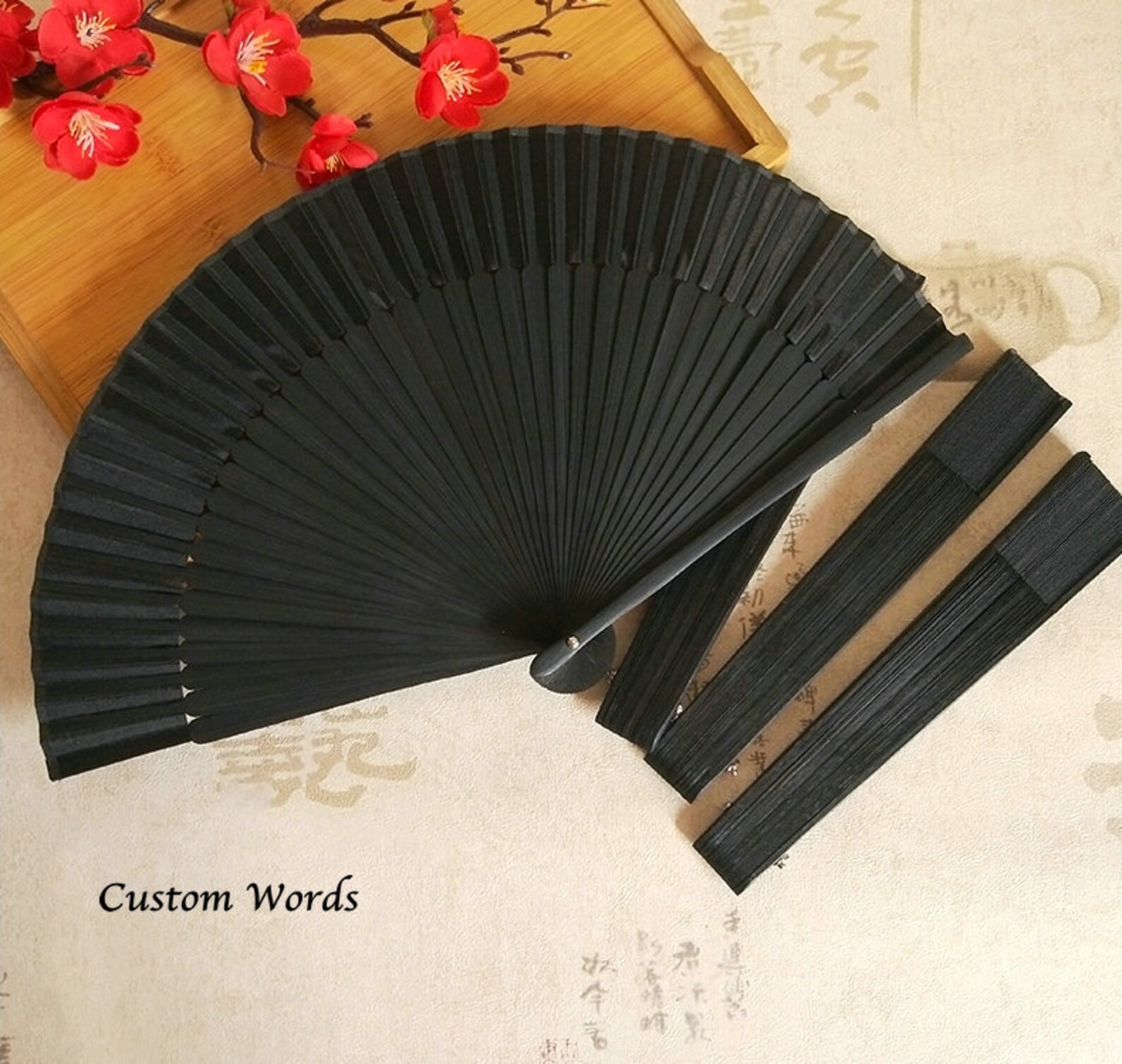 Black Hand Fans Personalized Handheld Folding Fan Man - Etsy