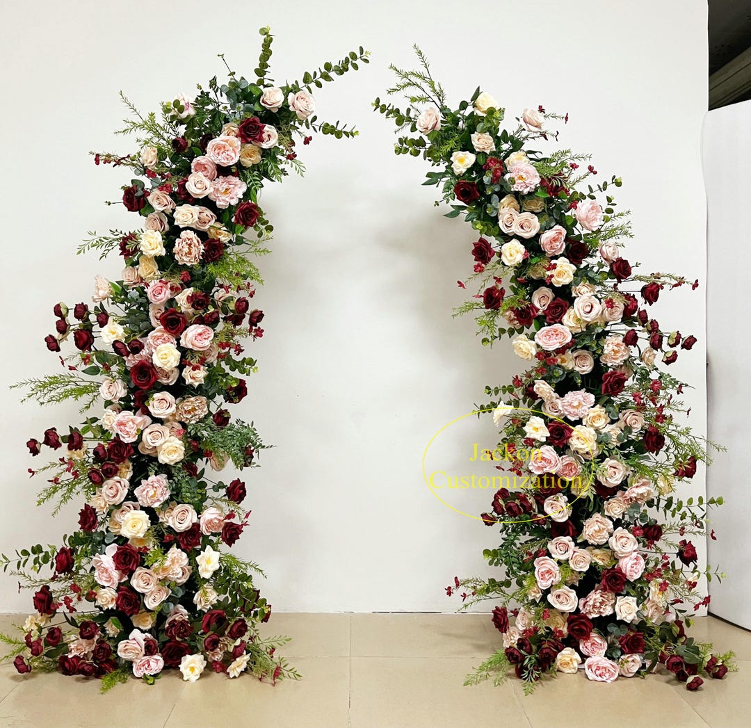 Burgundy Wedding Arch, Shop Front Decor Flower Garland, Artificial Silk ...
