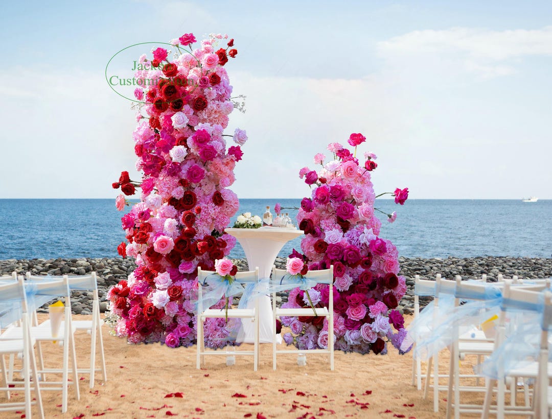 Hot Pink Red Light Pink Flower Arrangement - Etsy