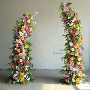 Bright Colors Horn Arch Flower Pillar Spring Wedding Flower Arrangement ...