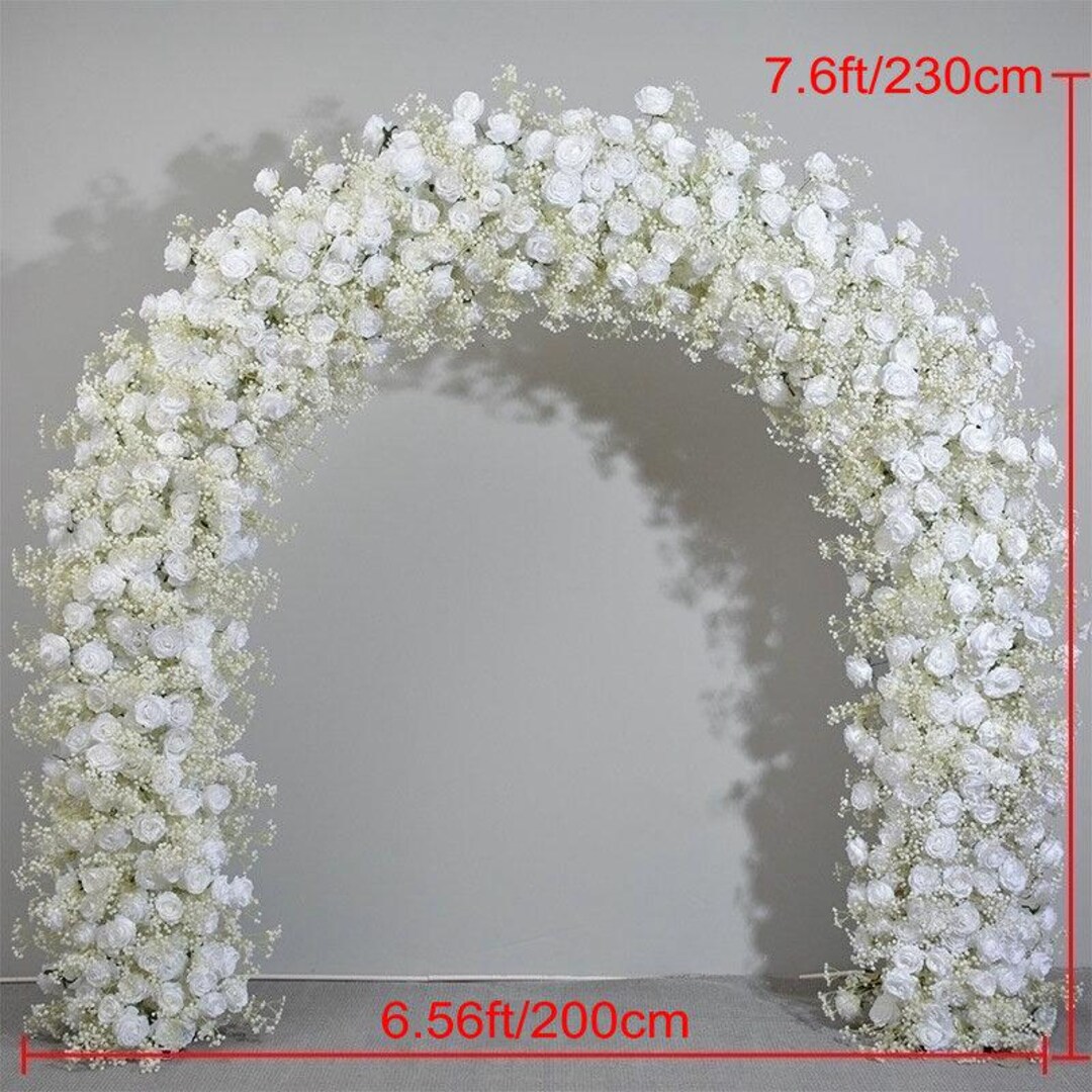 White Rose U-shaped Arch Flower Garland Babysbreath Wedding Backdrop ...