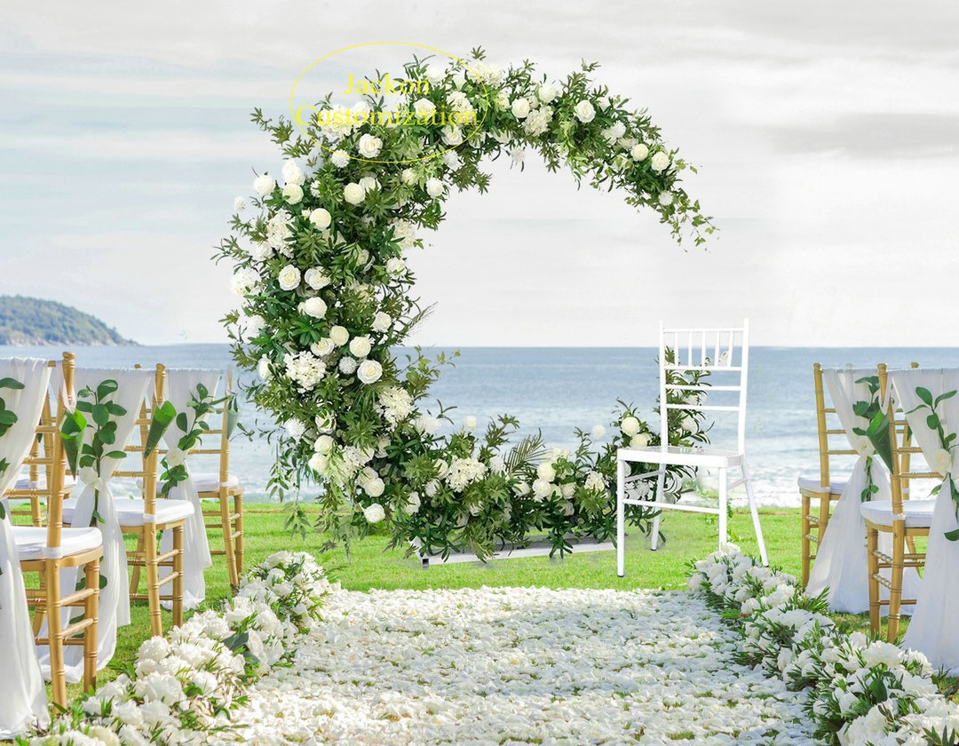 Moon Flower Arch Green Foliage Wedding Floral Arch Bridal Shower Flower ...