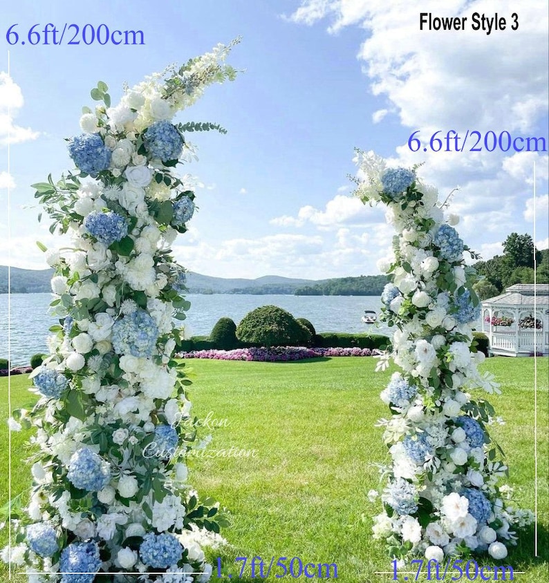 Navy Blue Blush Pink Flower Arch, Wedding Floral Arrangement, Event ...
