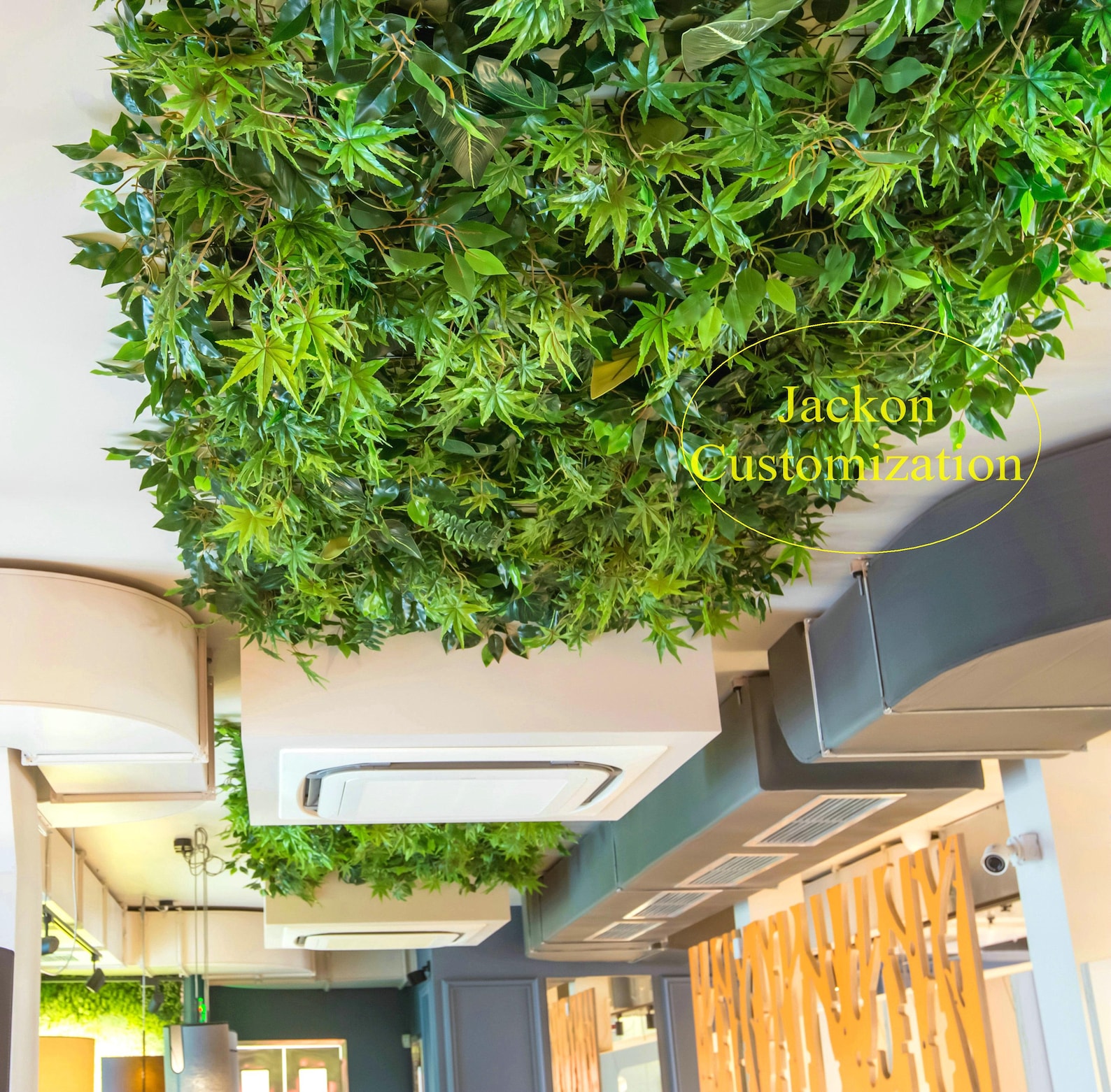 Artificial Greenery Ceiling Panels | Customizable Hanging Foliage ...