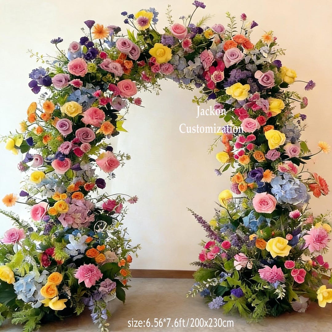 Colorful Flower Arch, Spring Wedding Ceremony Backdrop Decor - Etsy