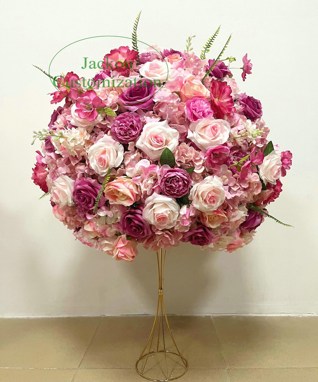 Fuchsia Restaurant Artificial Table Flower Ball Wedding Dining Table ...