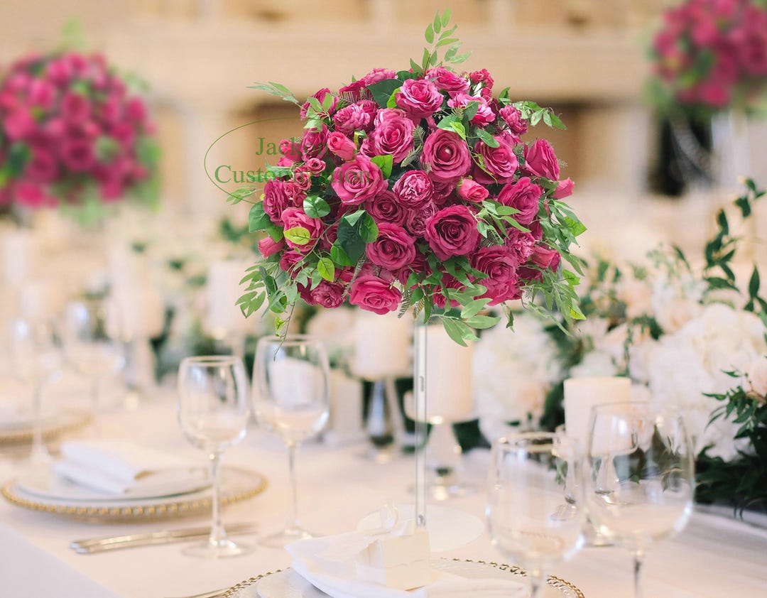 Hot Pink Table Flower Centerpiece Flower Ball Wedding Ailse Flower ...