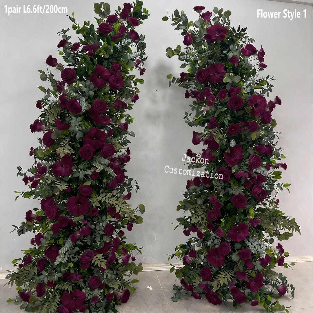 Mulberry Eucalyptus Flower Arch Columns, 1 Pair 6.6ft Wedding Backdrop ...