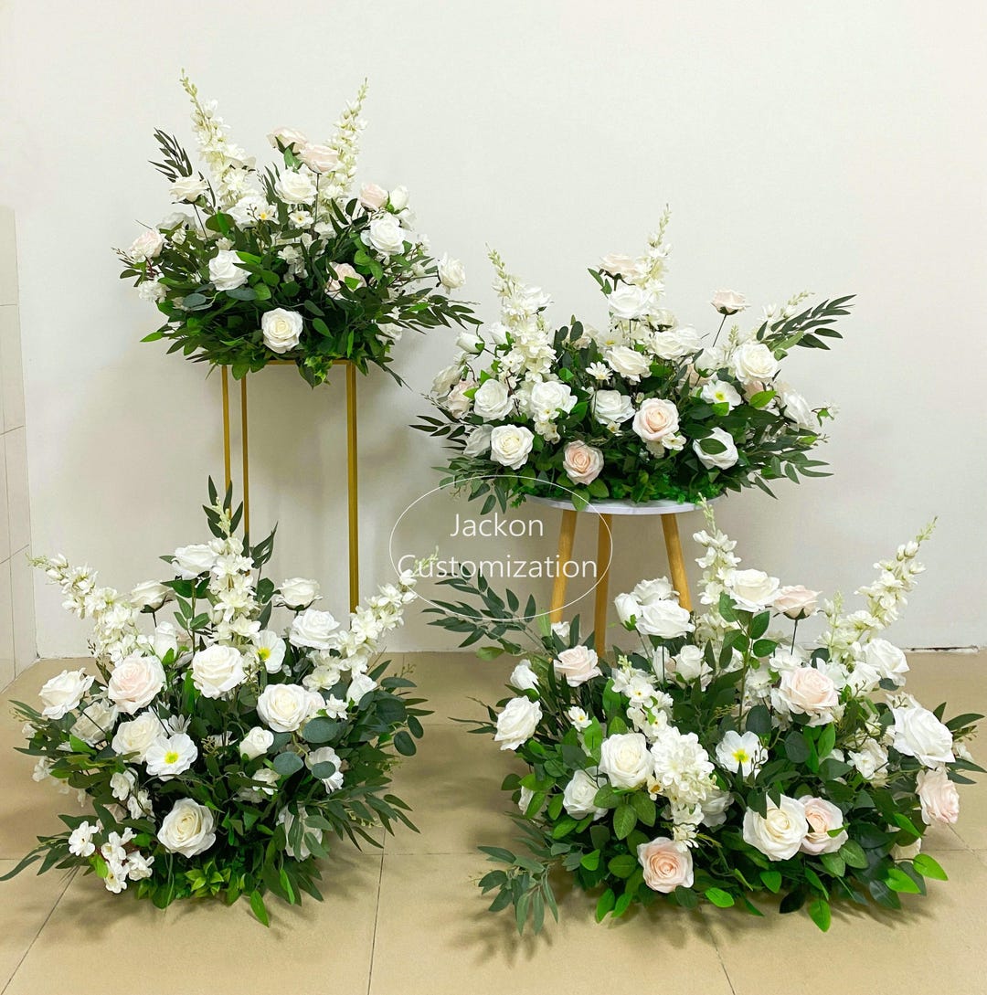 White Flower Arrangement Artificial Wedding Aisle Flower Floor Flower ...