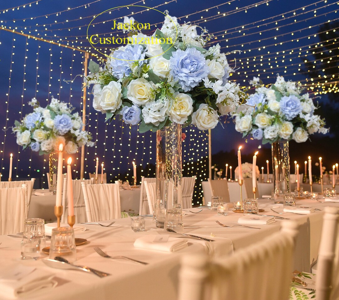 Beige Roses Wedding Backdrop Table Flower Centerpiece Restaurant Event ...
