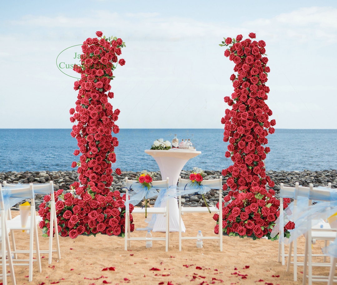 Red Rose Arch Flower, Floor Floral, Outdoor Wedding Flower Arrangement ...