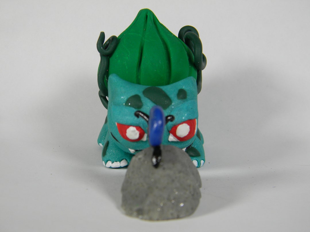 Curious Bulbasaur Inspects a Snail - Polymer Clay Figurines (2 Piece ...
