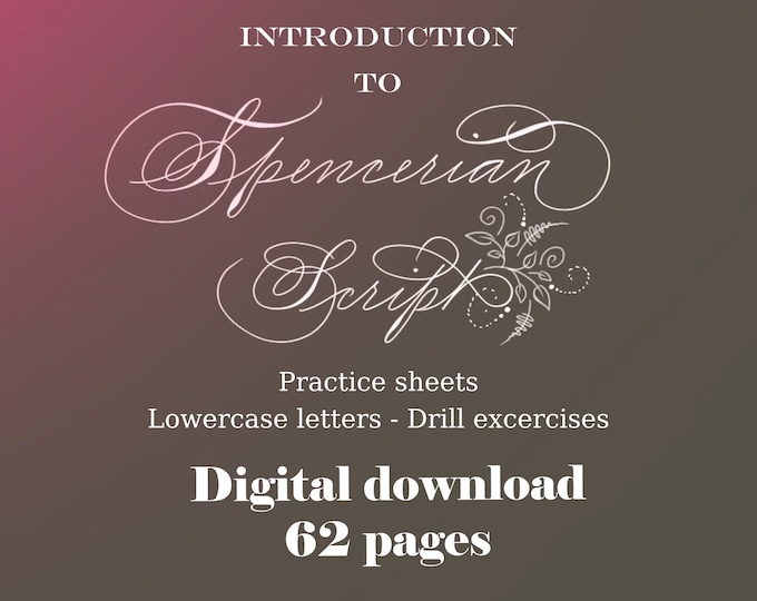 Calligraphy Practice Sheets, Spencerian Script, Lowercase Letters and Capitals Letters, Digital ...