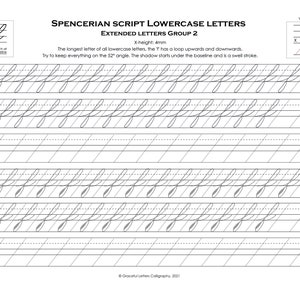 Calligraphy Practice Sheets, Spencerian Script, Lowercase Letters and ...
