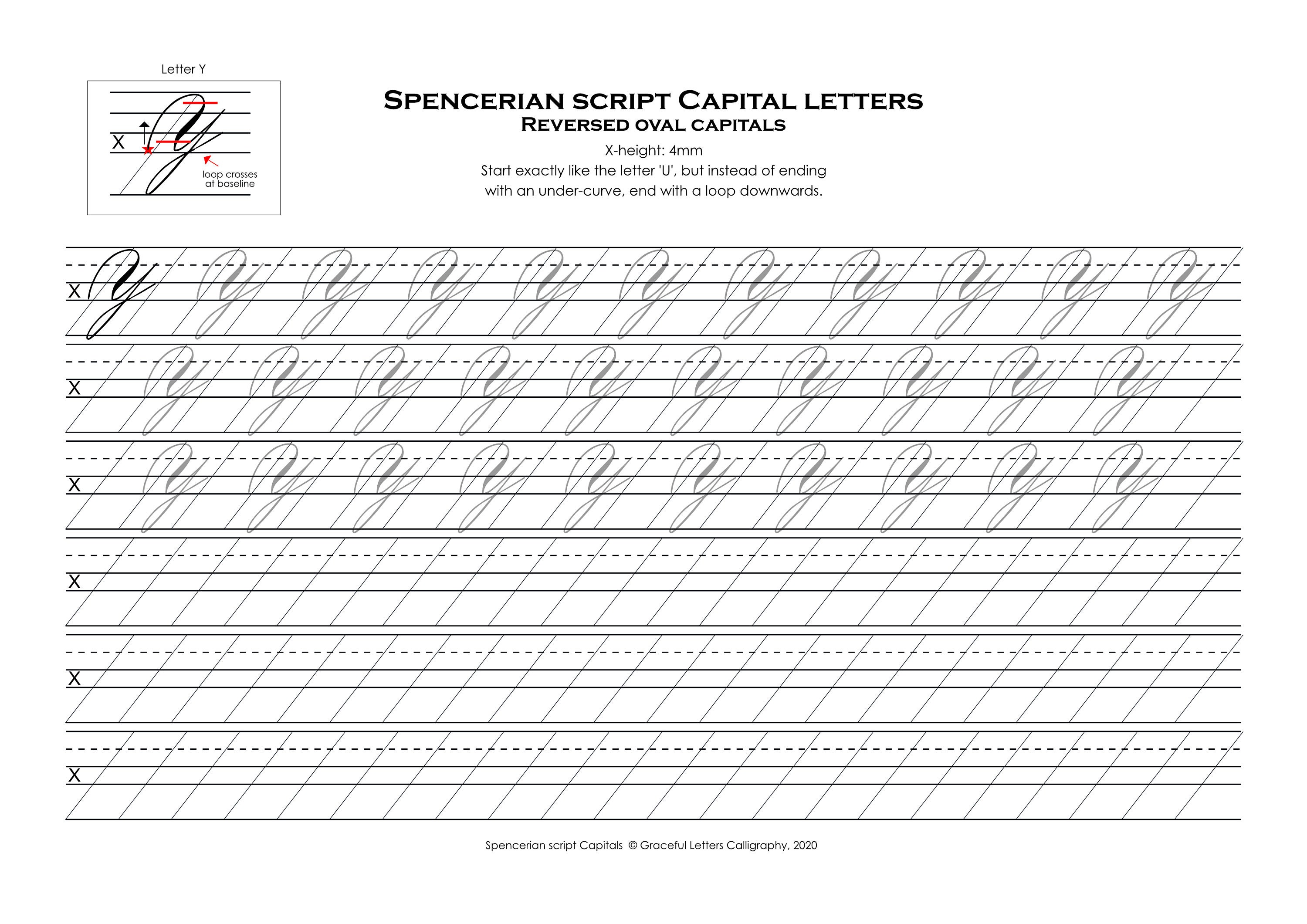 Calligraphy Practice Sheets, Spencerian Script, Capital Letters ...