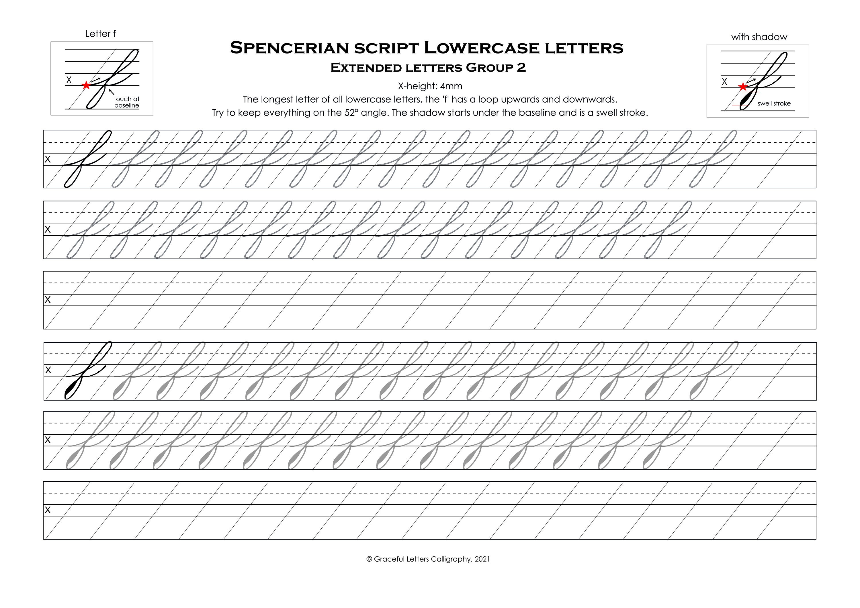 Calligraphy Practice Sheets, Spencerian Script, Lowercase Letters and Drill Excercises, Digital ...