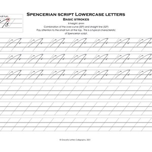 Calligraphy Practice Sheets, Spencerian Script, Lowercase Letters and ...