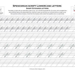 Calligraphy Practice Sheets, Spencerian Script, Lowercase Letters and ...