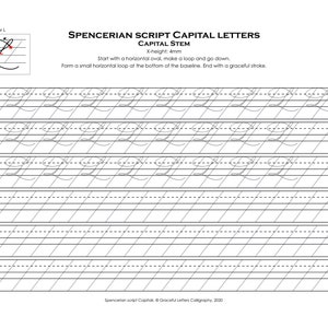 Calligraphy Practice Sheets, Spencerian Script, Capital Letters ...