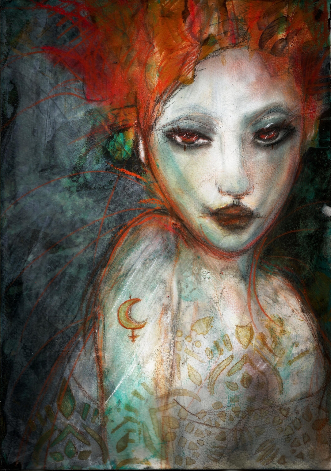 Lilith /// Original Drawing on Paper, Acrylic Paints, Pencils and ...