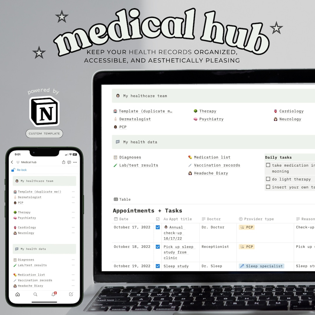 Notion Ultimate Medical Hub, Digital Planner and Organizer, Notion ...