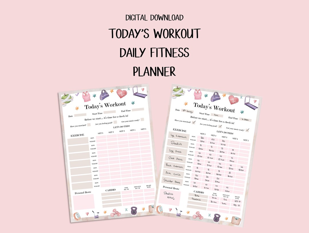 DIGITAL DOWNLOAD Daily Fitness Workout Planner - Today's Workout ...