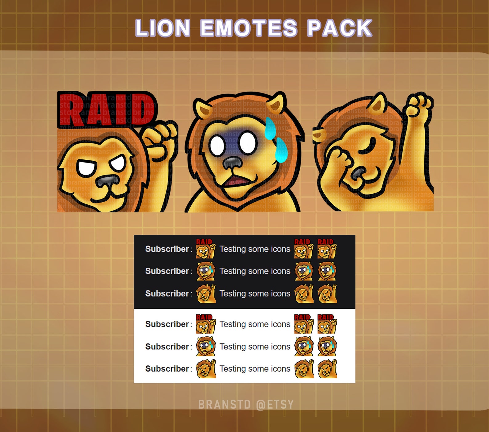 12 X Lion Emotes Lion Twitch Emotes - Etsy