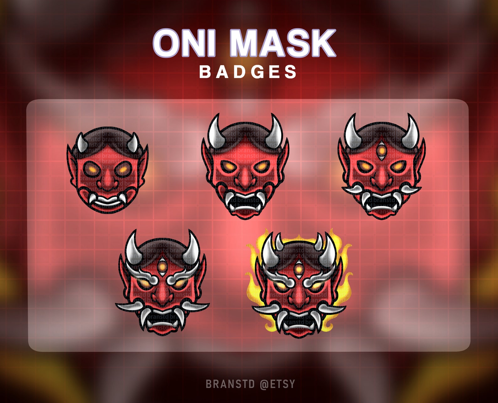 5 X Oni Mask Badges - Oni Mask Twitch Badges - Twitch Badges - Etsy ...