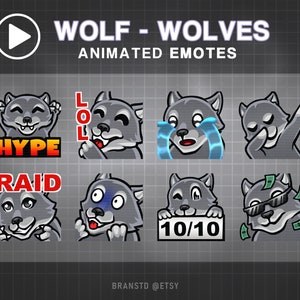 8X ANIMATED Wolf Twitch Emotes - ANIMATED Twitch Emotes - Etsy