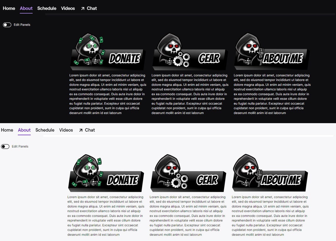 18x Skull Reaper Twitch Panels - Twitch Panels Package - Etsy