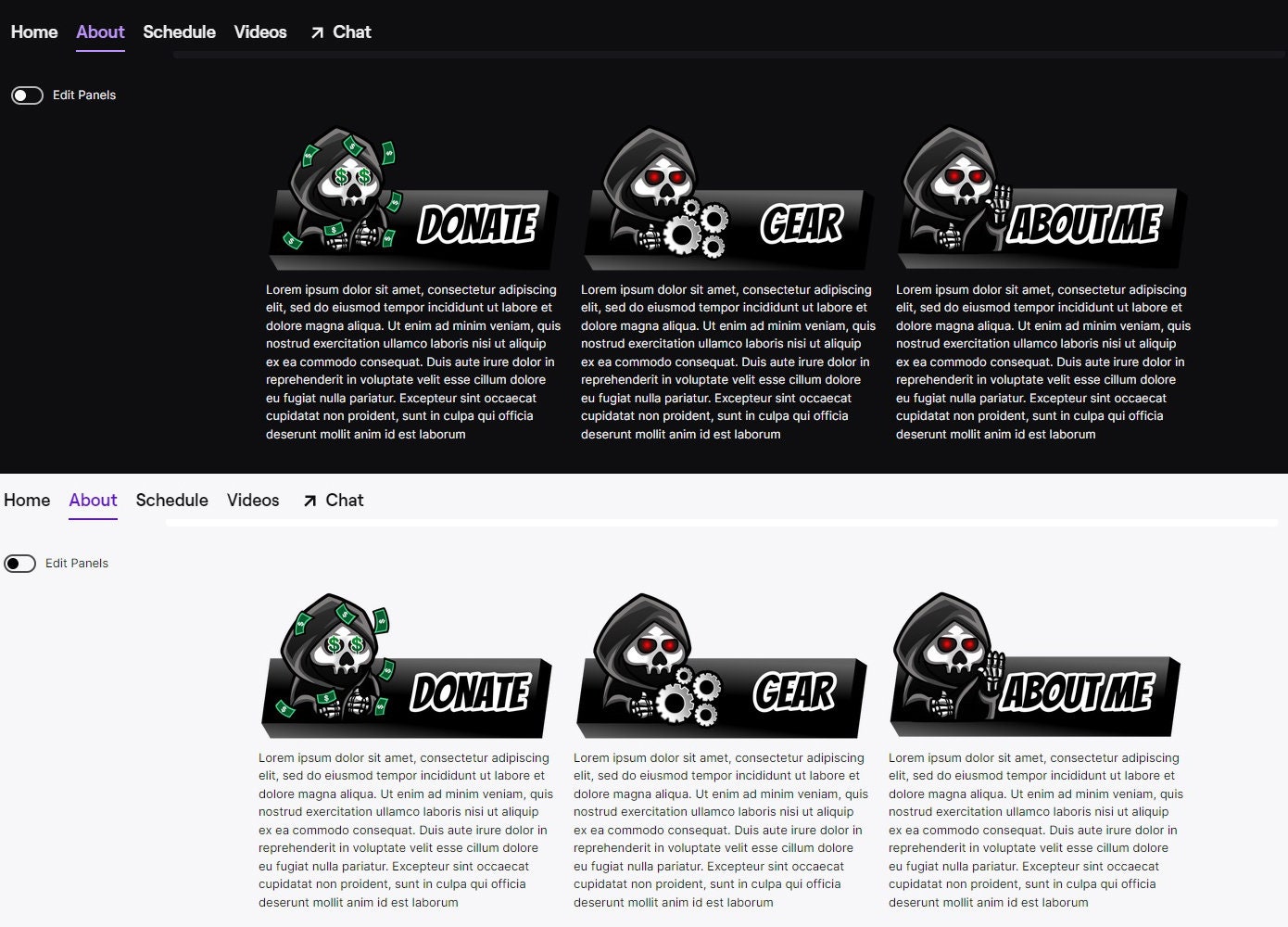18x Skull Reaper Twitch Panels - Twitch Panels Package - Etsy