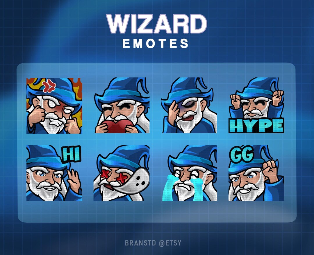 8 X Wizard Twitch Emotes - Wizard Emotes - Etsy