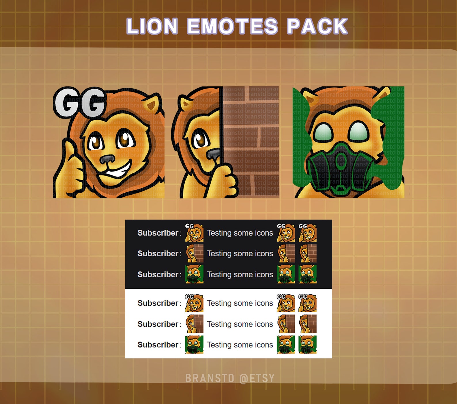 12 X Lion Emotes Lion Twitch Emotes - Etsy