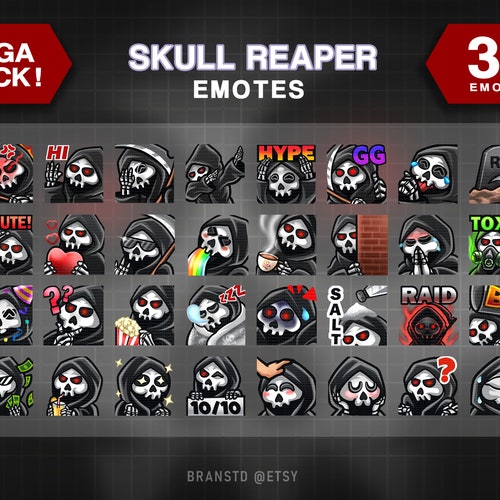 8 X Skull Reaper Twitch Emotes Reaper Discord Twitch Emotes - Etsy